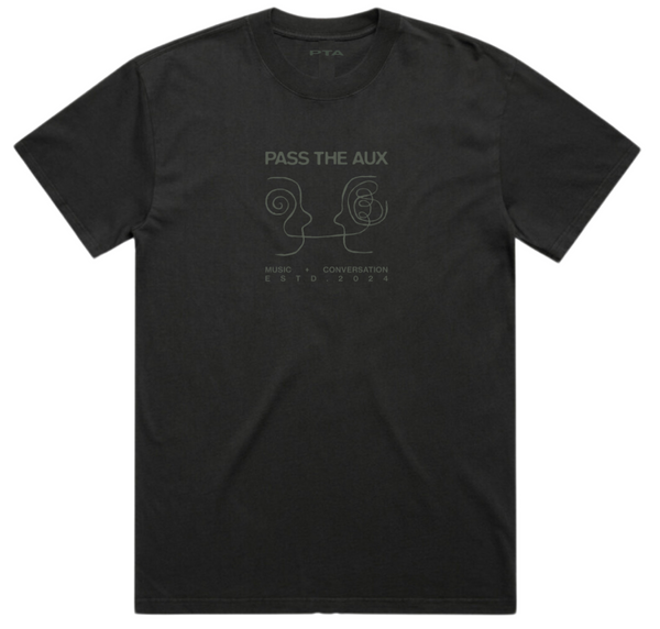 Pass The Aux HEAVY FADED TEE - BLACK/GREEN - BackChat Studios
